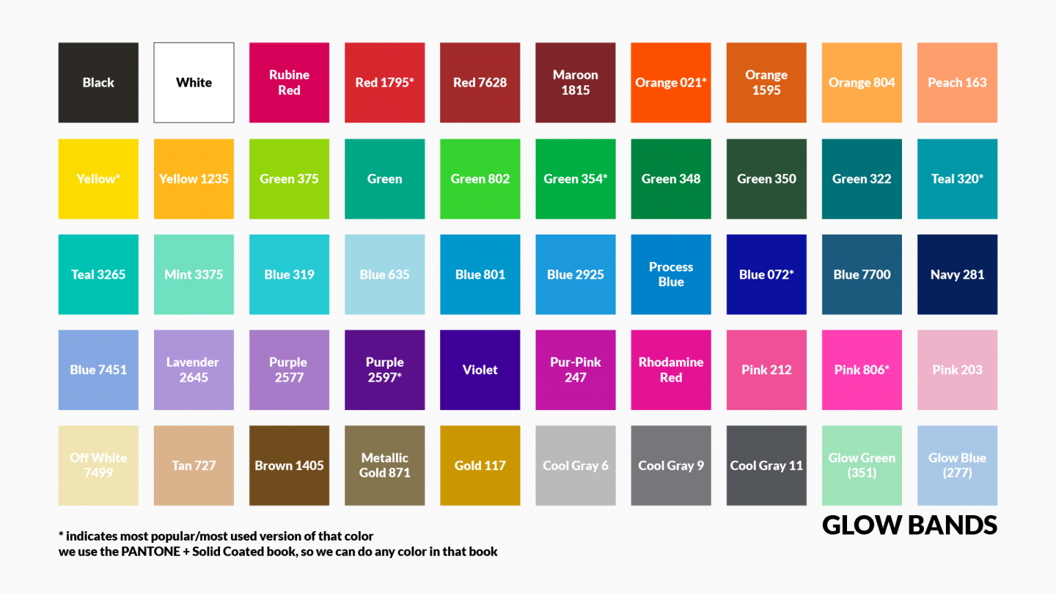 Colors, Colors, Everywhere. | Silicone Wristband Color Guide